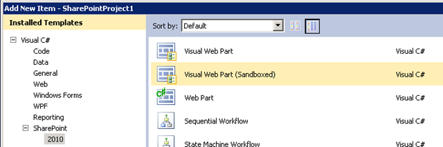 HOW TO Create A Sandbox Compatible Visual Web Part With The Visual Studio SharePoint Power